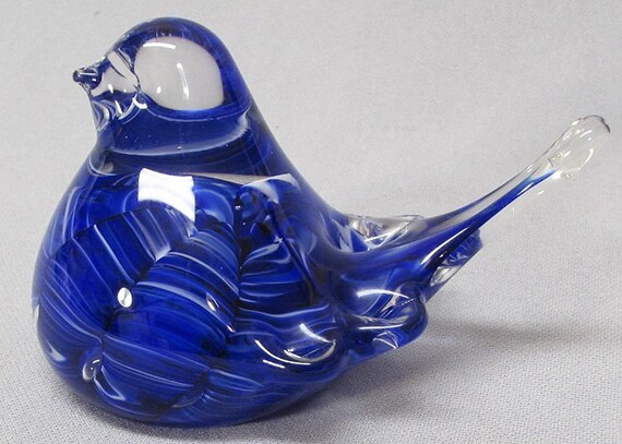 Paperweights Vintage Art Glass Joe Rice 1996 Blue Bird Paperweight Home ...