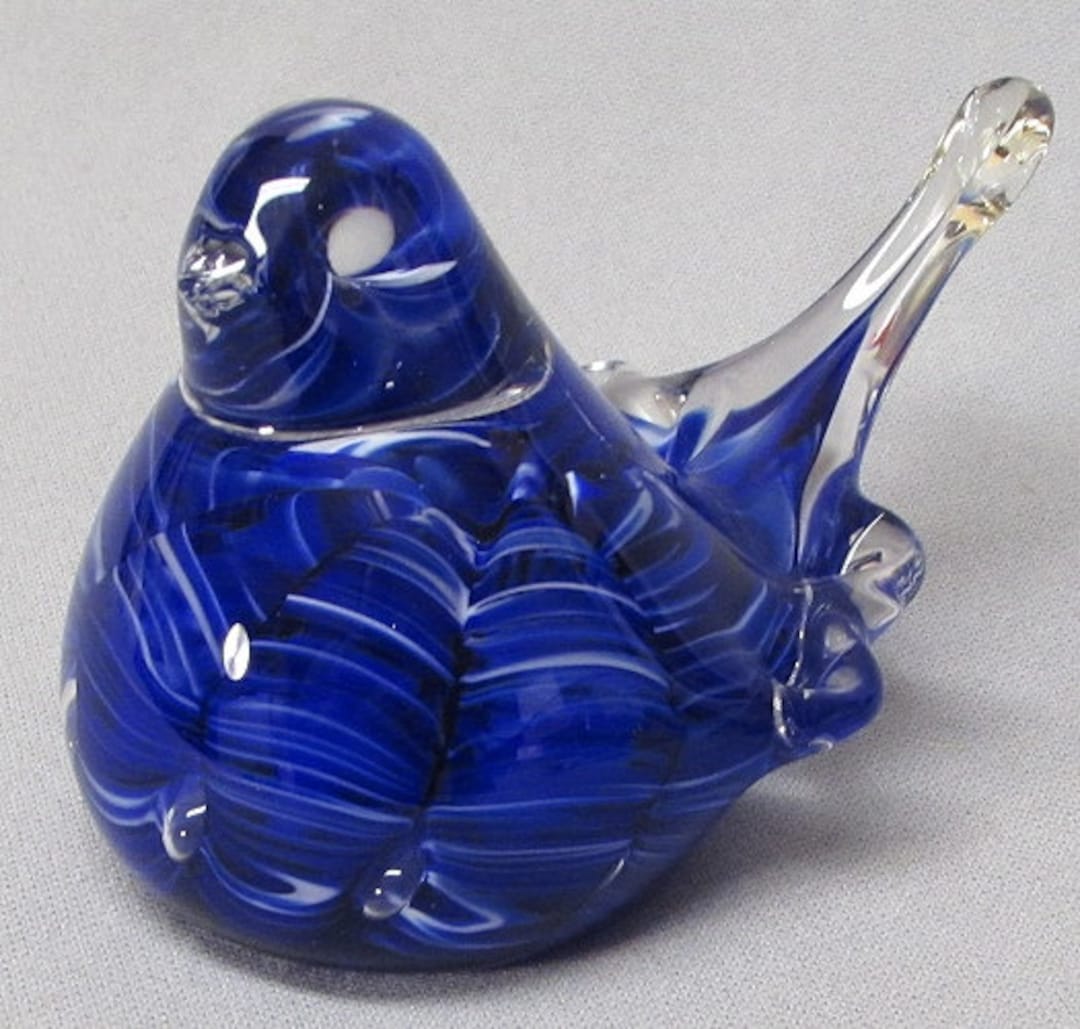 Vintage Joe Rice Art Glass Blue Bird Paperweight 1990 - Etsy