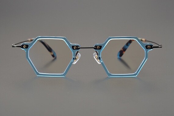 Hexagon Spectacle Frame Handmade Solid Titanium Eyeglasses - Etsy
