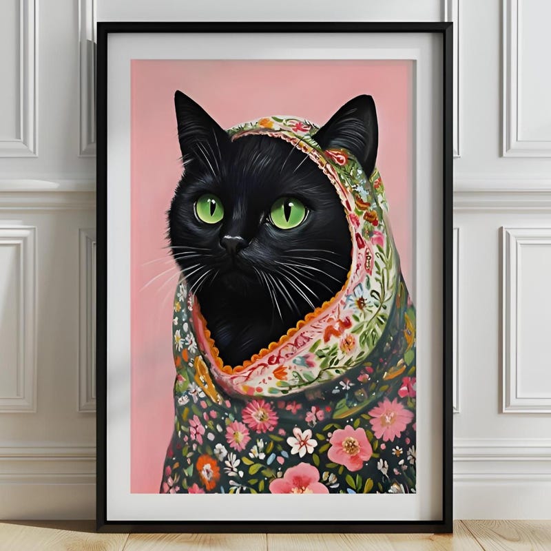Modern Cat Print - Etsy