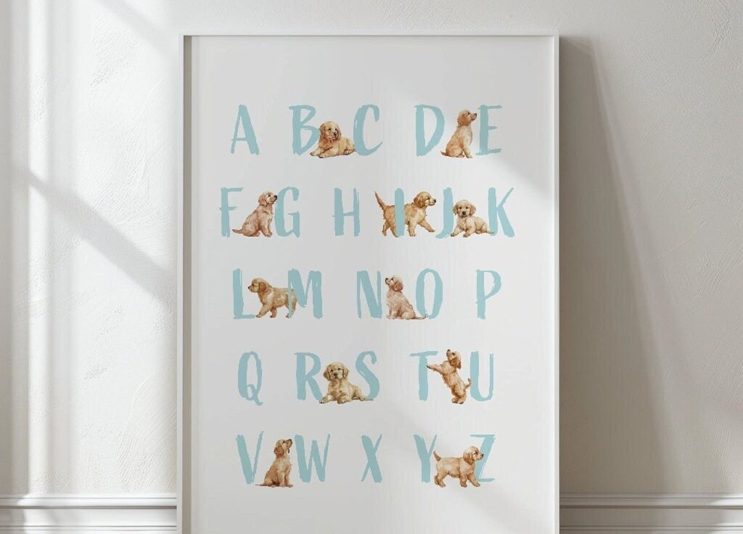 Labrador Alphabet Print, Golden Retriever Alphabet Print, Dog Alphabet ...