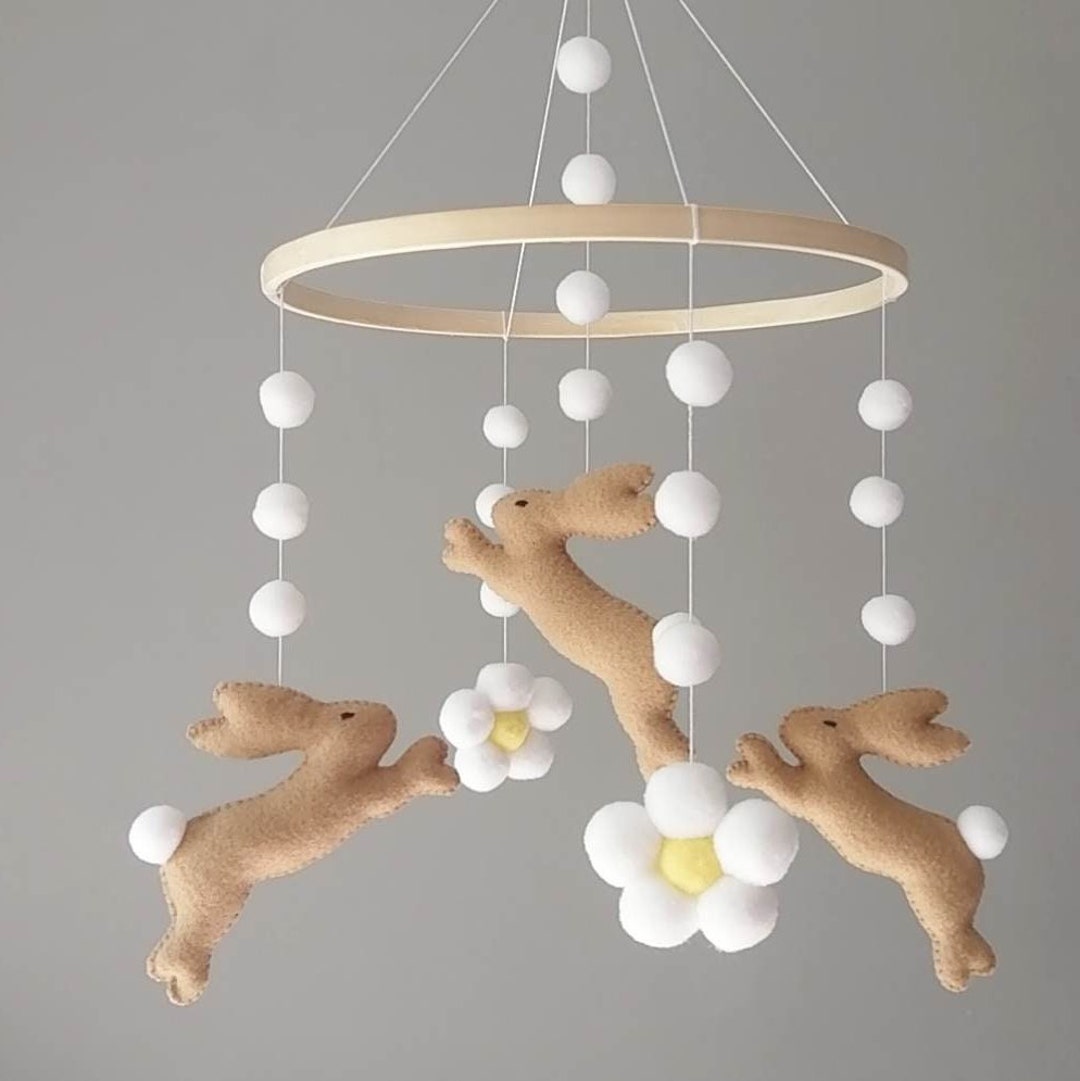 Bunny Mobile Rabbit Mobile Baby Mobile Girl Daisy Mobile - Etsy