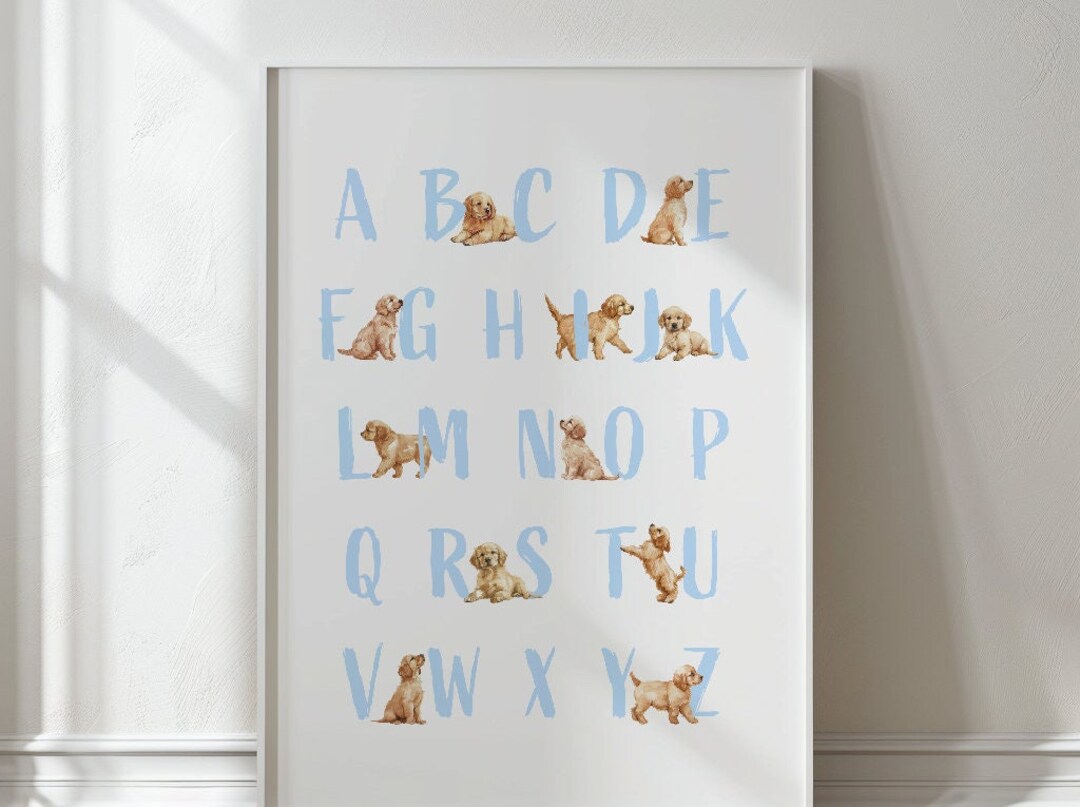 Labrador Alphabet Print, Golden Retriever Alphabet Print, Dog Alphabet ...