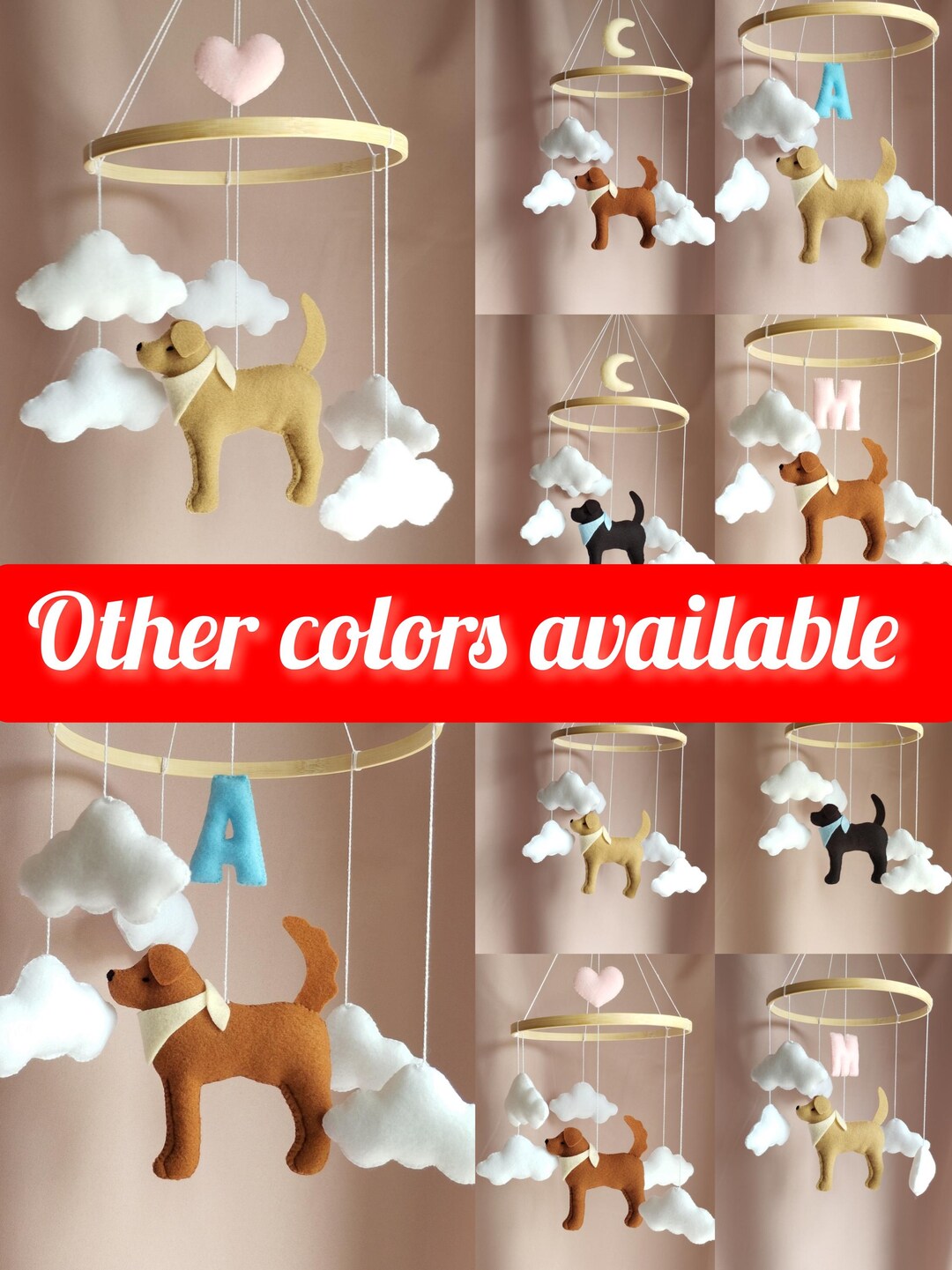 Labrador Baby Mobile, Golden Retriever Mobile Nursery, Dog Baby Mobile ...