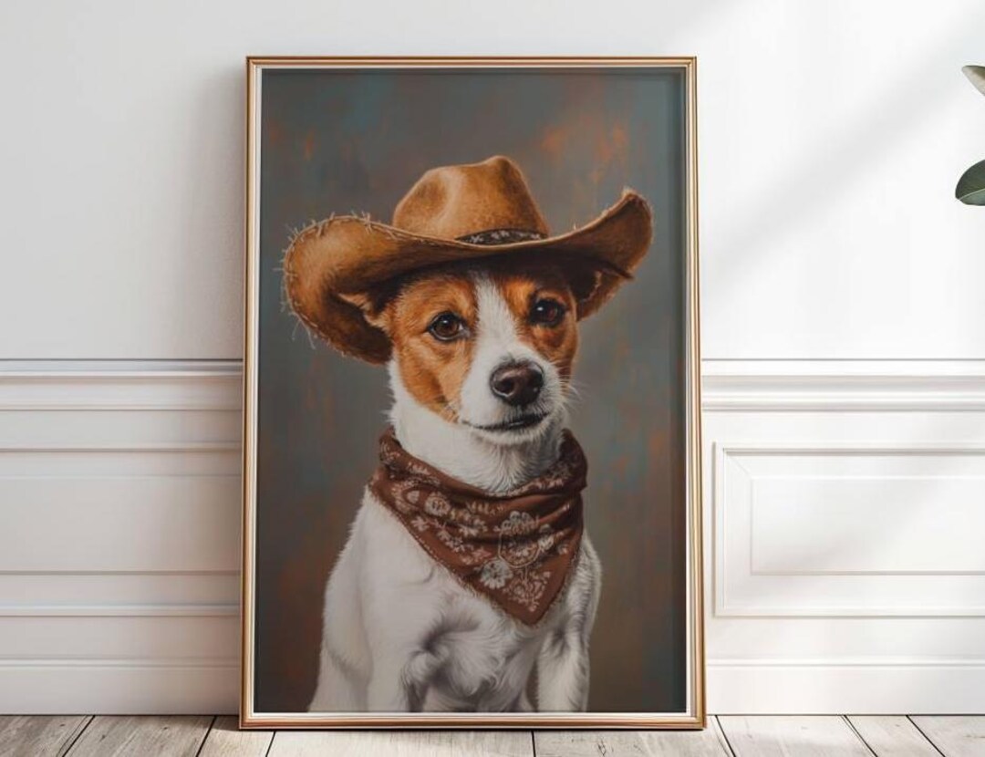 Jack Russell Cowboy Hat Print, Jack Russell Terrier Wall Art, Western ...
