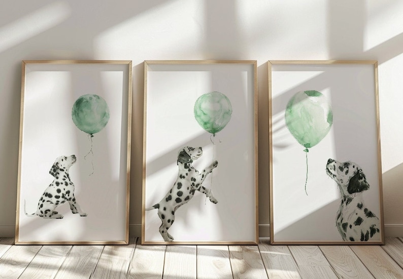 Dalmatian Print, Dog Nursery Print Set of 3, Puppy Dalmatian Wall Art ...