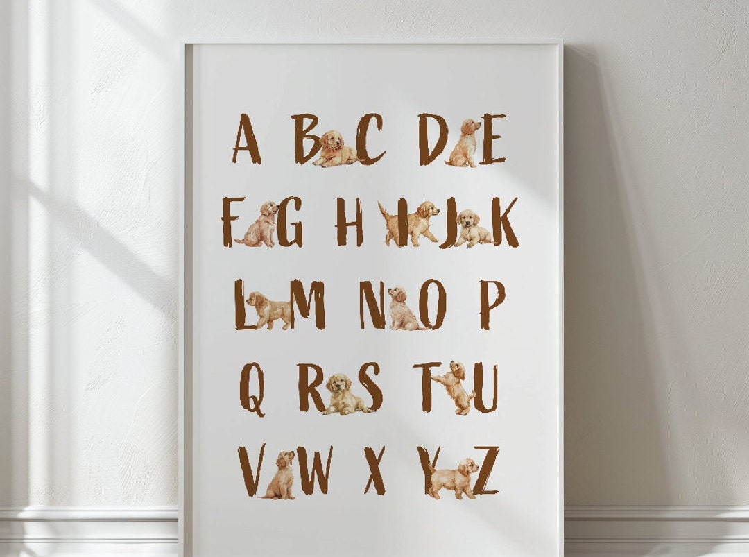 Labrador Alphabet Print, Golden Retriever Alphabet Print, Dog Alphabet ...