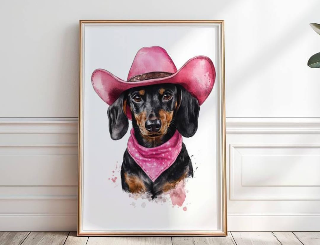 Dachshund Cowgirl Print, Wiener Dog Wall Art, Watercolor Sausage Dog ...
