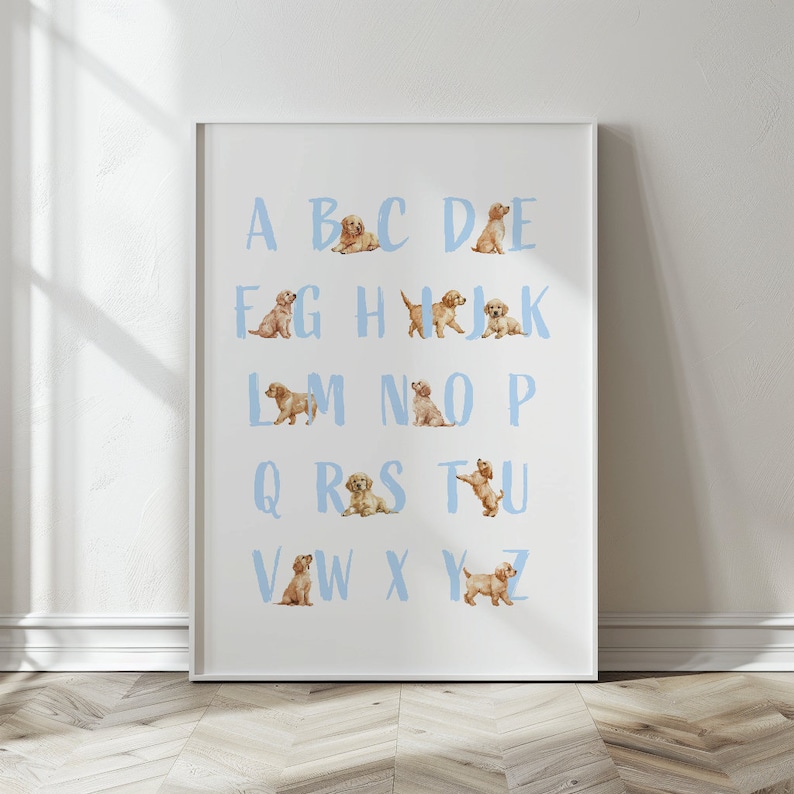 Labrador Alphabet Print, Golden Retriever Alphabet Print, Dog Alphabet ...