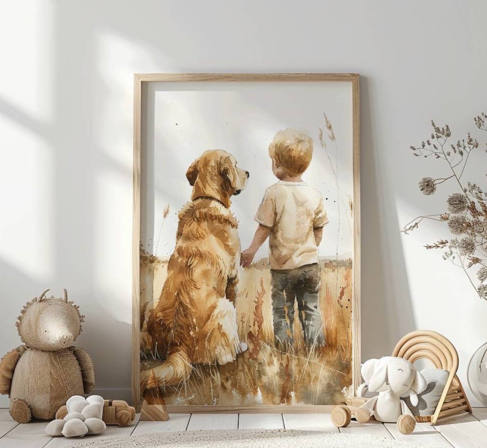 Labrador Retriever Nursery Print, Boy and Dog Print, Puppy Room Decor ...