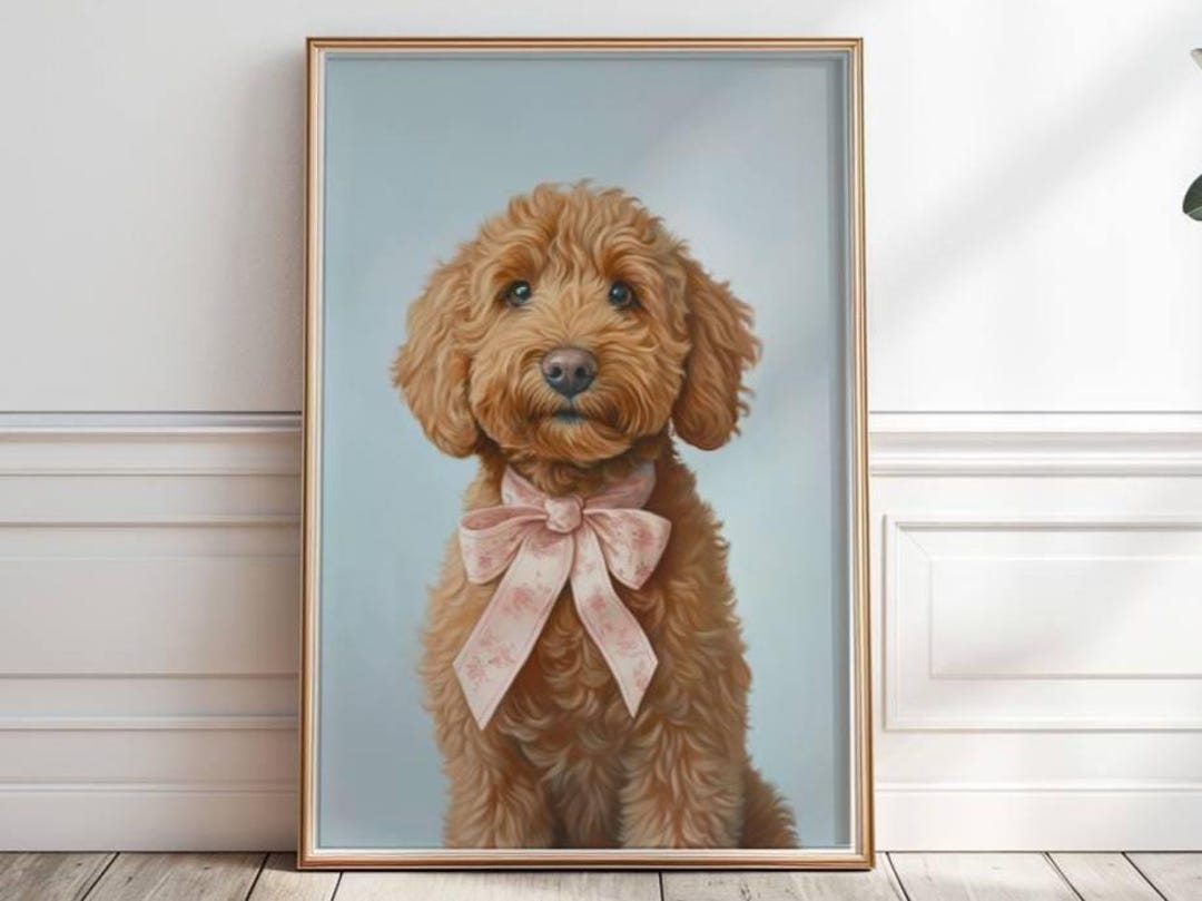 Goldendoodle Portrait, Goldendoodle Art Print, Doodle Oil Painting, Pet ...