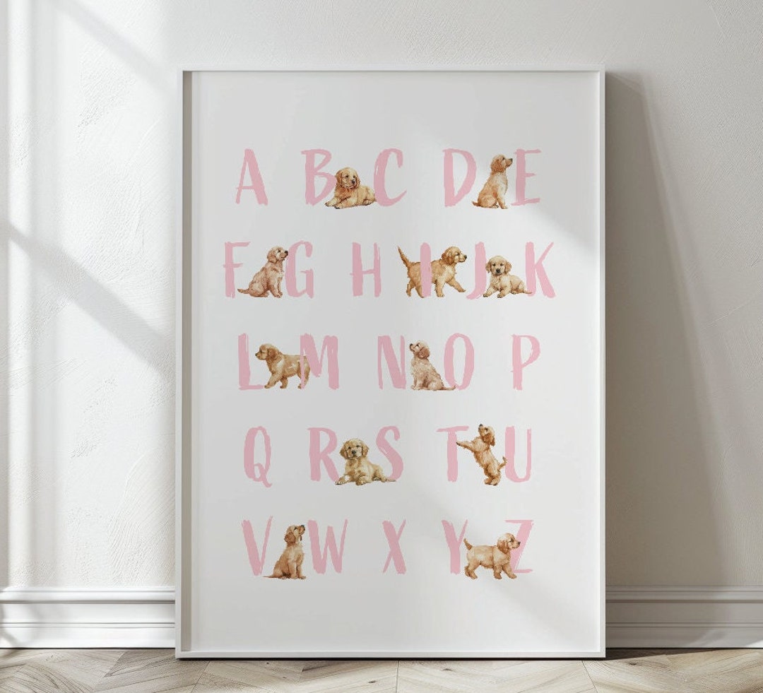Labrador Alphabet Print, Golden Retriever Alphabet Print, Dog Alphabet ...
