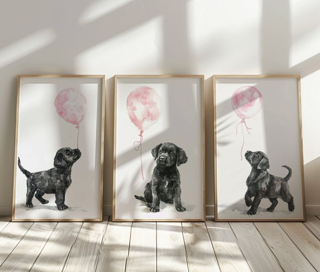 Labrador Retriever Print, Dog Nursery Print Set of 3, Puppy Wall Art ...
