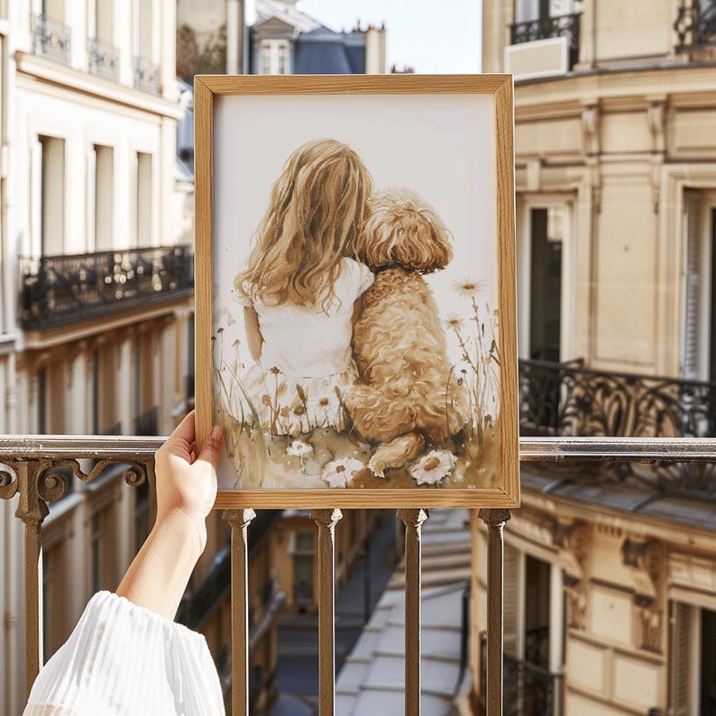 Goldendoodle and Girl Nursery Print: Puppy Room Decor (digital Download ...