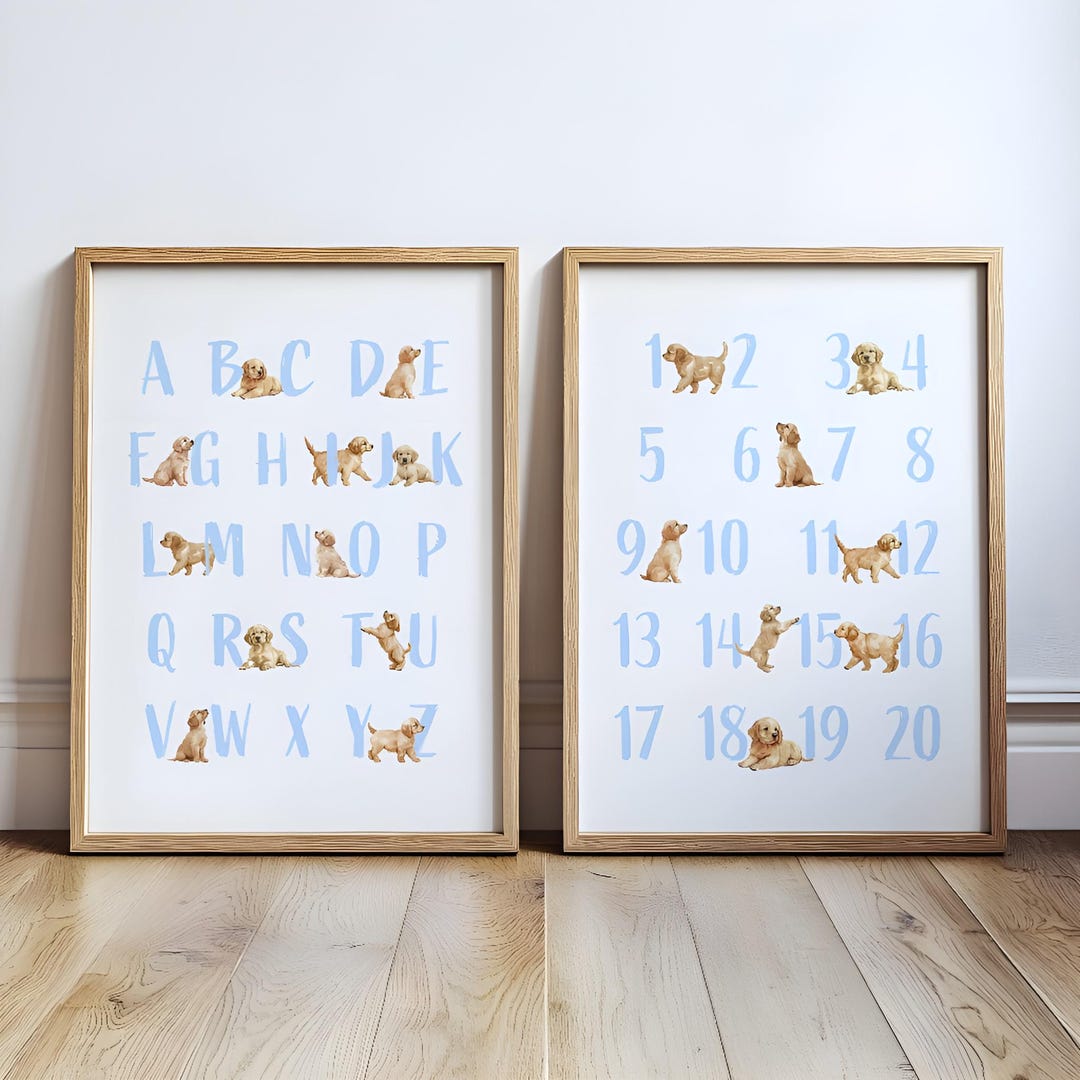 Golden Retriever Puppy ABC Poster Set: Dog Nursery Art (digital ...