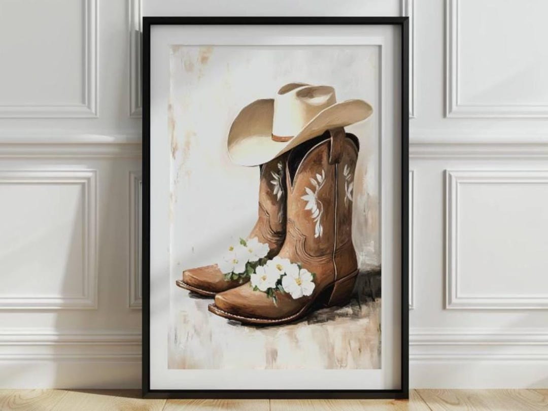 Cowboy Boots and Hat Print: Floral Western Art (digital Download - Etsy