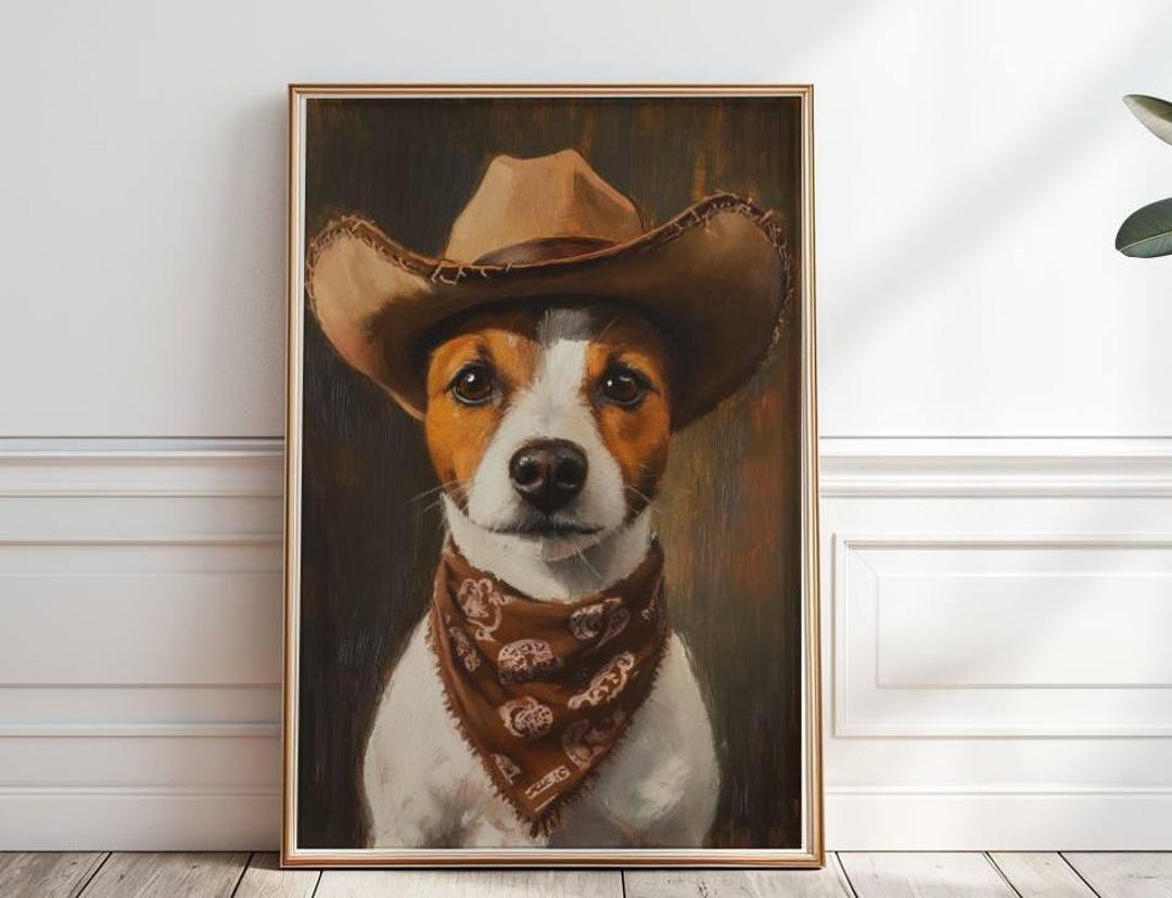 Jack Russell Cowboy Hat Print, Jack Russell Terrier Wall Art, Western ...