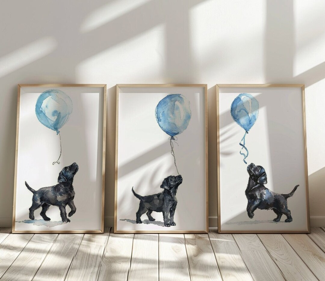 Labrador Retriever Print, Dog Nursery Print Set of 3, Puppy Wall Art ...