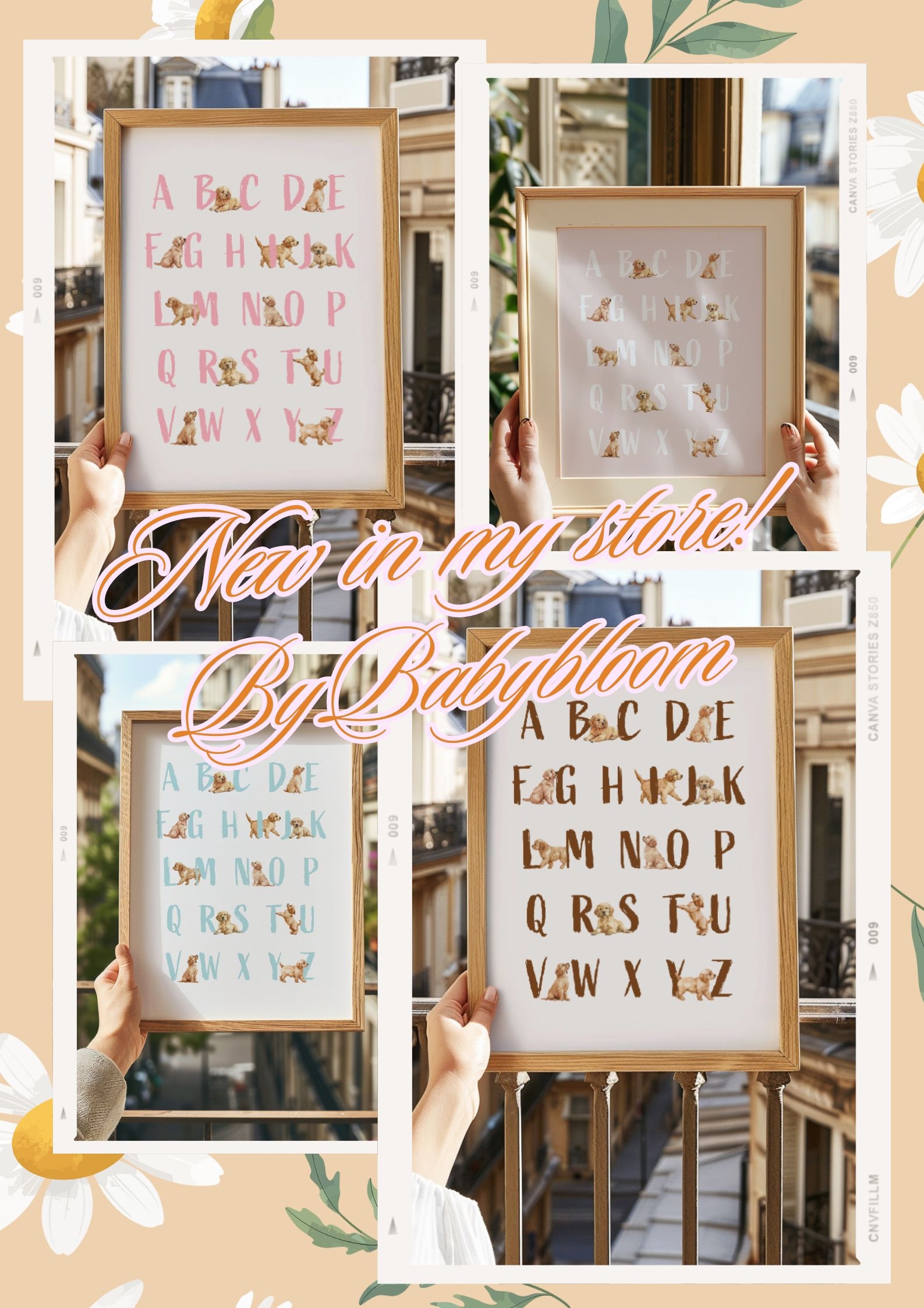 Golden Retriever Puppy ABC Poster Set: Dog Nursery Art (digital ...