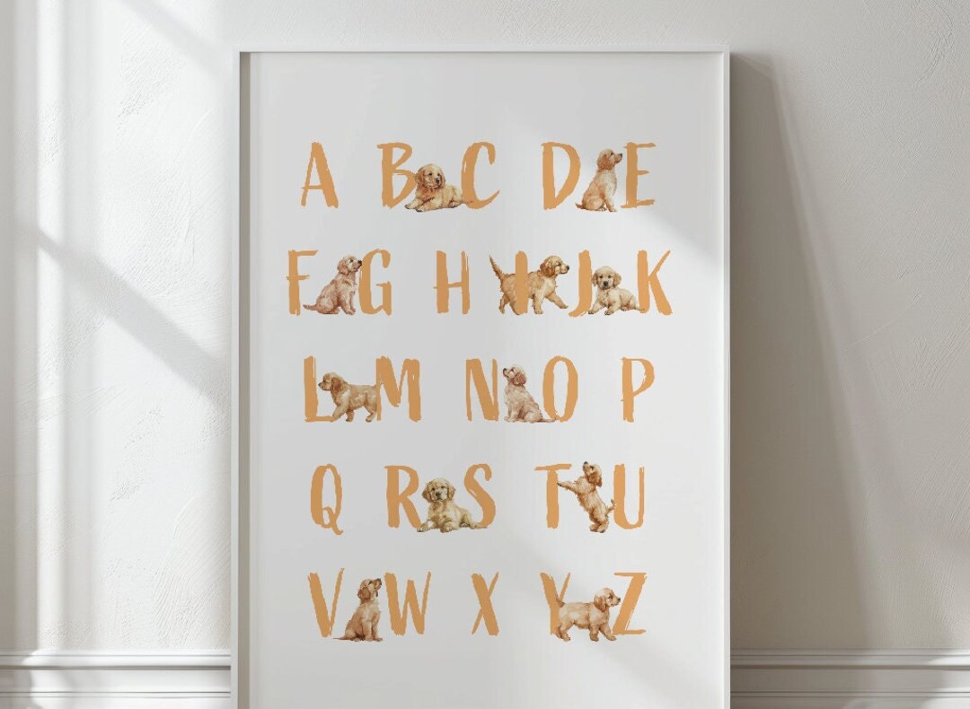 Labrador Alphabet Print, Golden Retriever Alphabet Print, Dog Alphabet ...