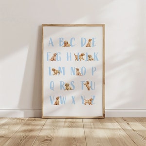 Labrador Alphabet Print, Golden Retriever Alphabet Print, Dog Alphabet ...