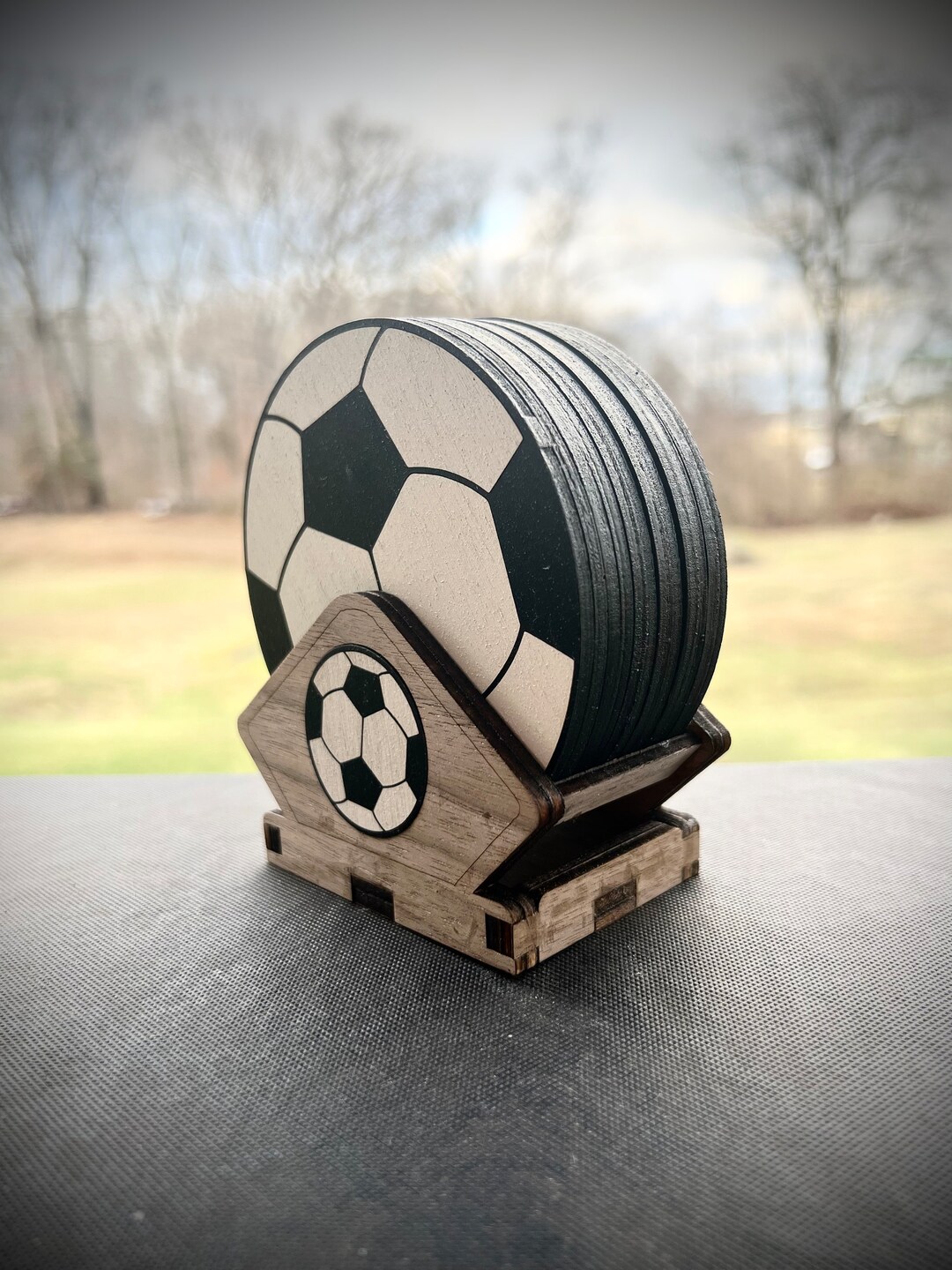 Original Soccer Ball Coaster Set Plus Holder SVG Lightburn Instant ...