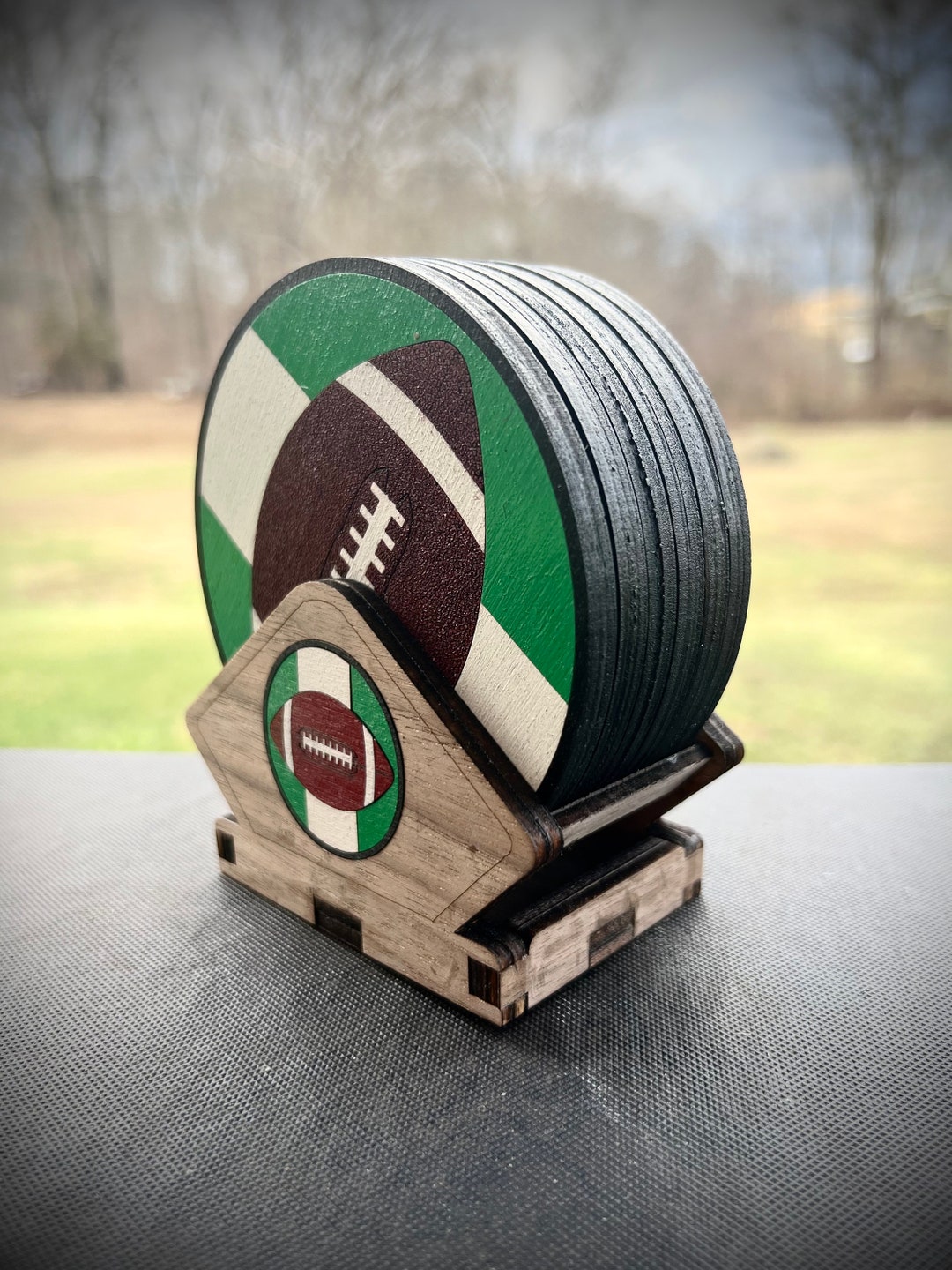 Original Football Coaster Set Plus Holder SVG Lightburn Instant ...