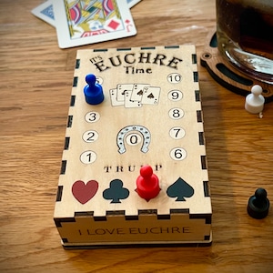 Euchre Score Board Keeper Magnetic Pieces Playing Card Case Laser Cut ...