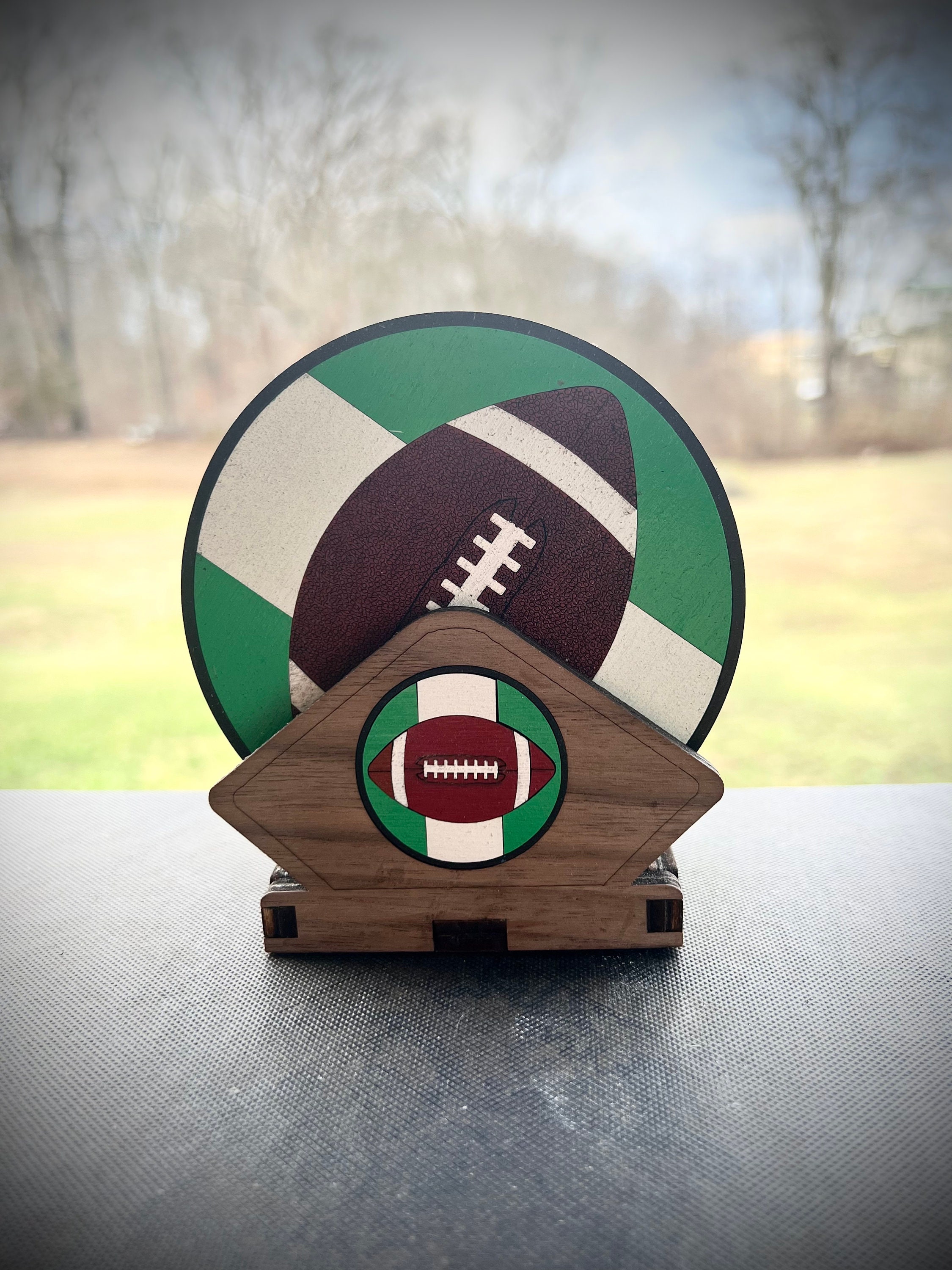 Original Football Coaster Set Plus Holder SVG Lightburn Instant ...