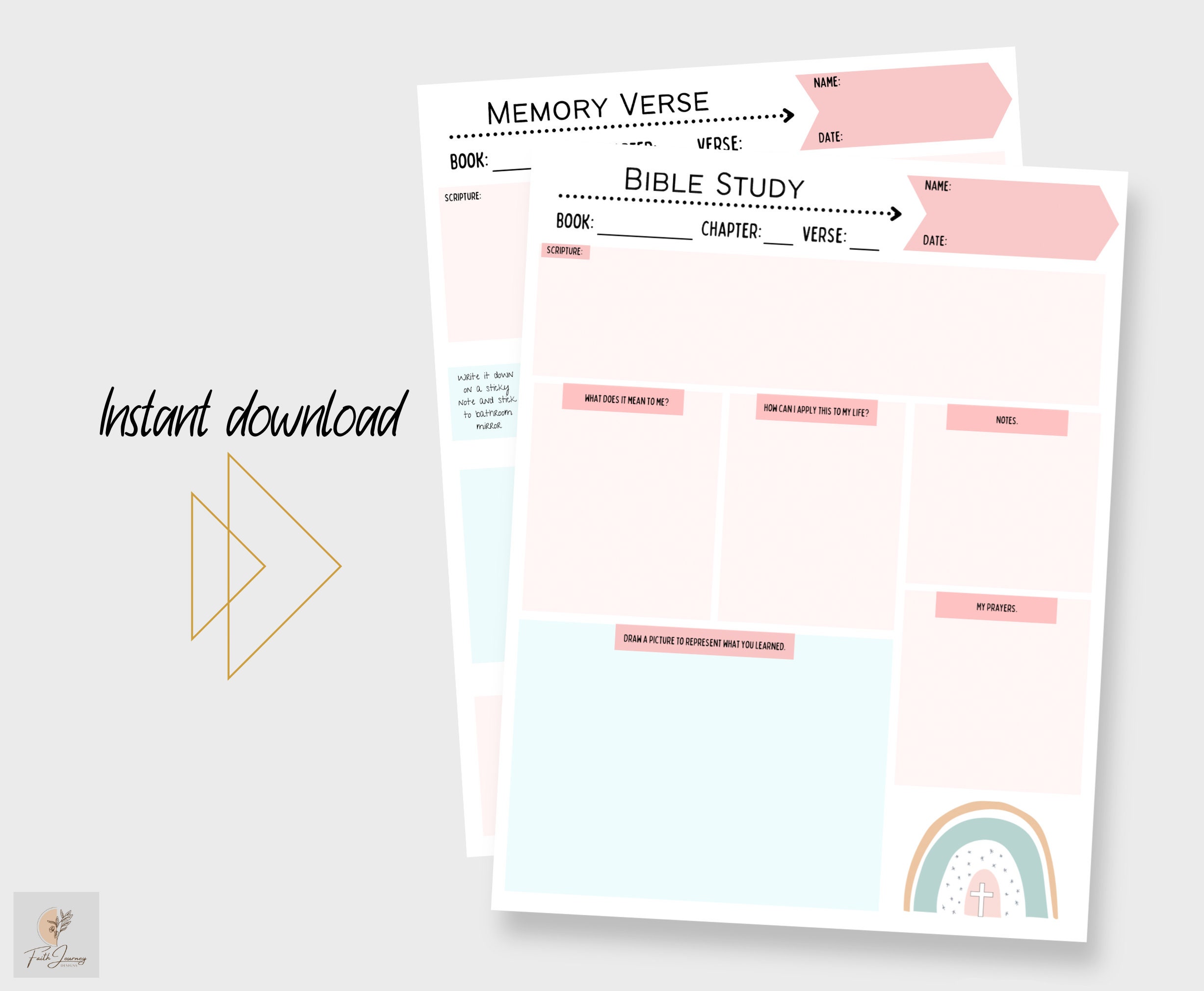 Boho Bible Study, Memory Verse, Bible Journal, Study Worksheet, Rainbow ...