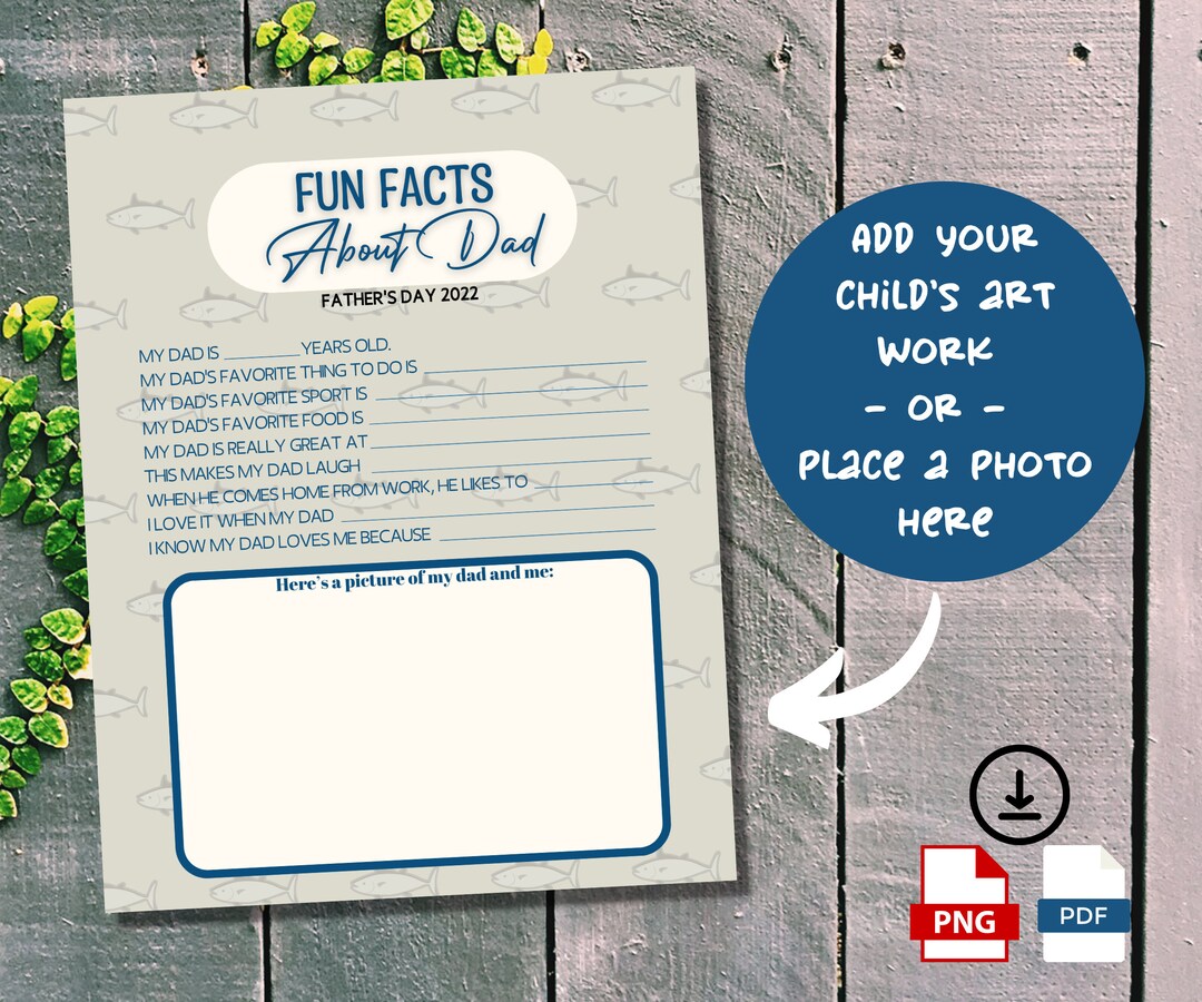 Father's Day Gift From Kids, Fun Facts About Dad, Printable Father's ...