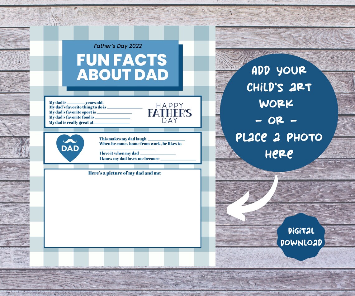 Father's Day Gift From Kids, Fun Facts About Dad, Printable Father's ...