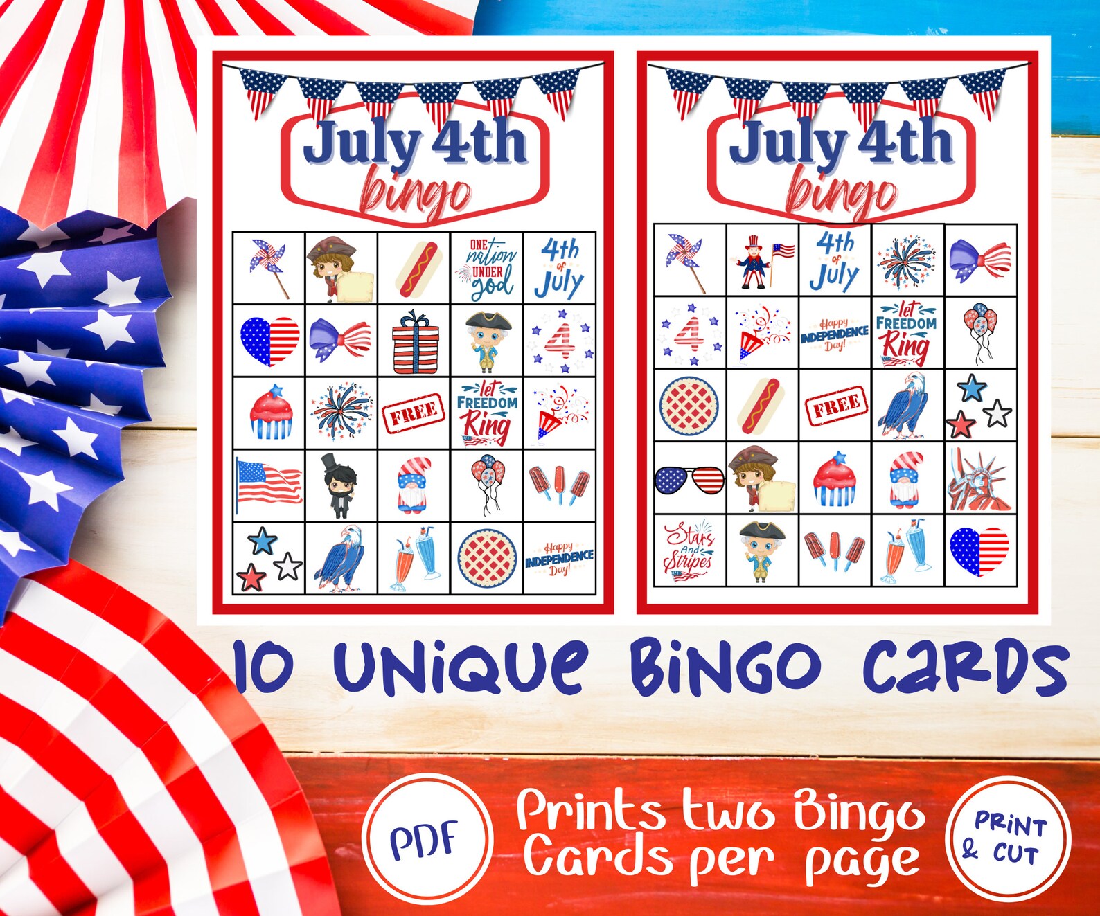Fourth of July Bingo Game, Printable Bingo Game, July 4th Bingo ...