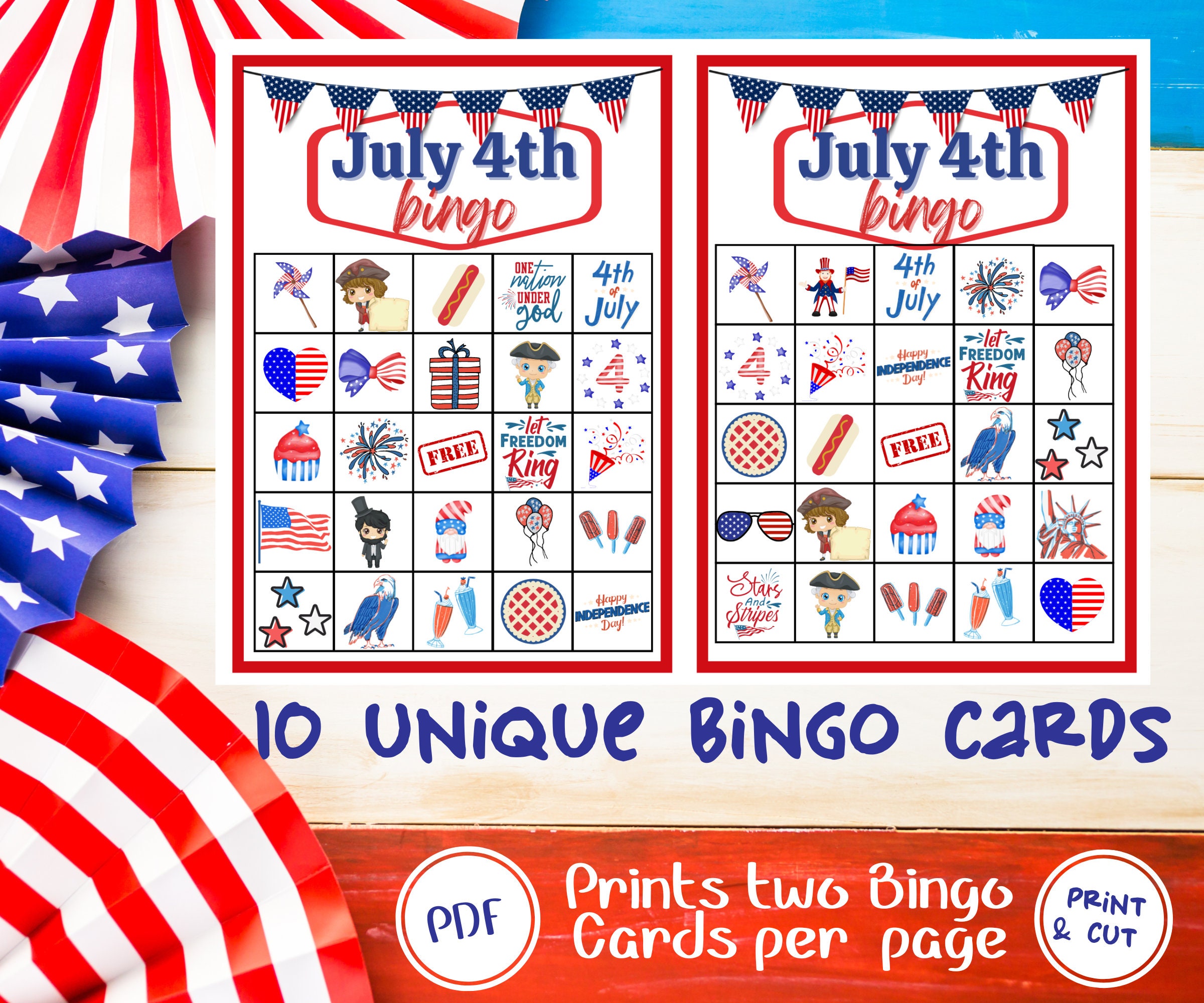 Fourth of July Bingo Game, Printable Bingo Game, July 4th Bingo ...