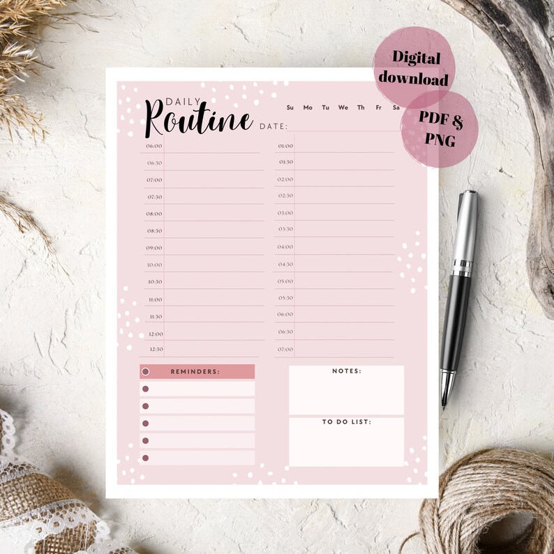 Daily Routine, Daily Planner, Printable Planner, Daily Schedule, Home ...