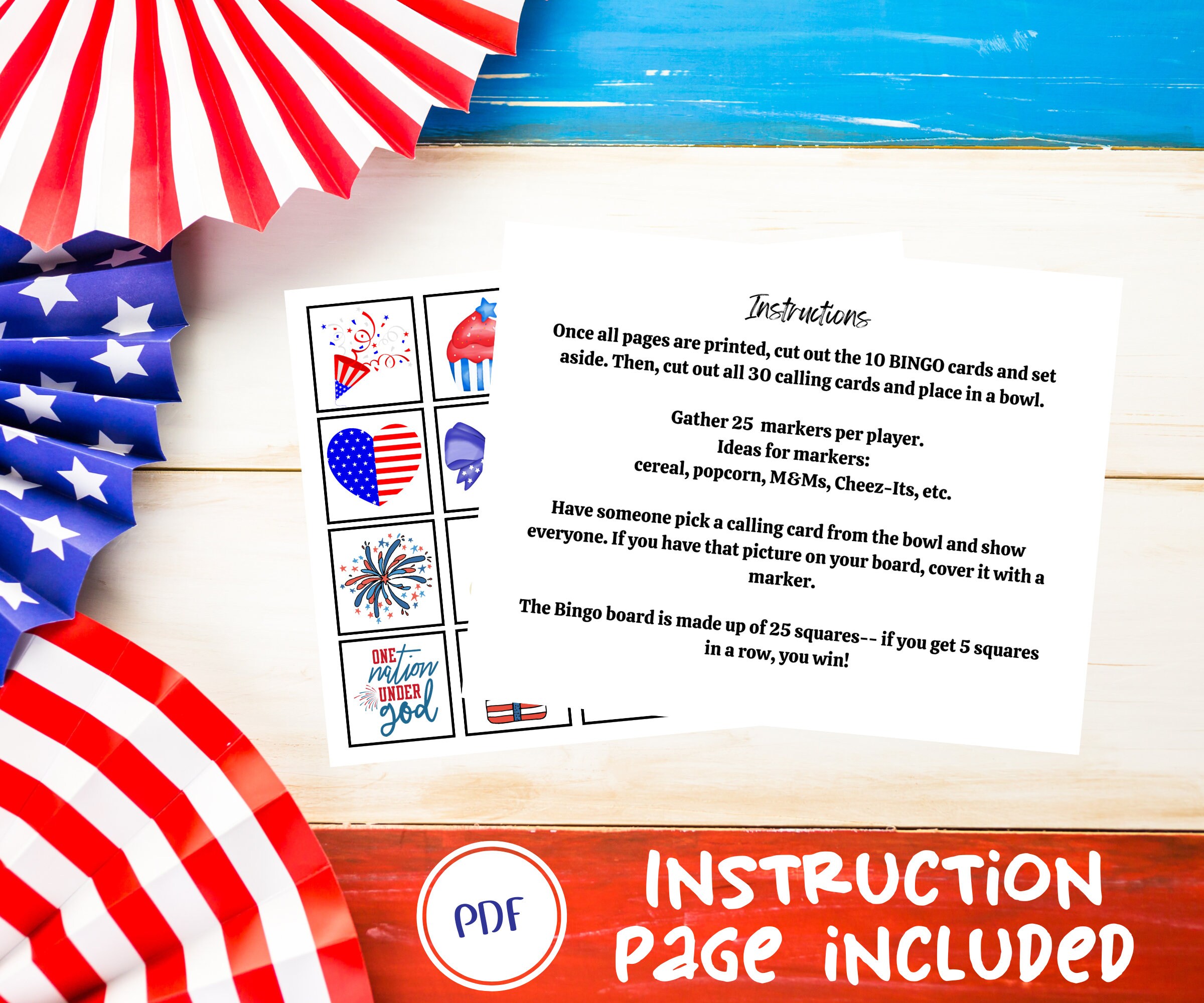Fourth of July Bingo Game, Printable Bingo Game, July 4th Bingo ...