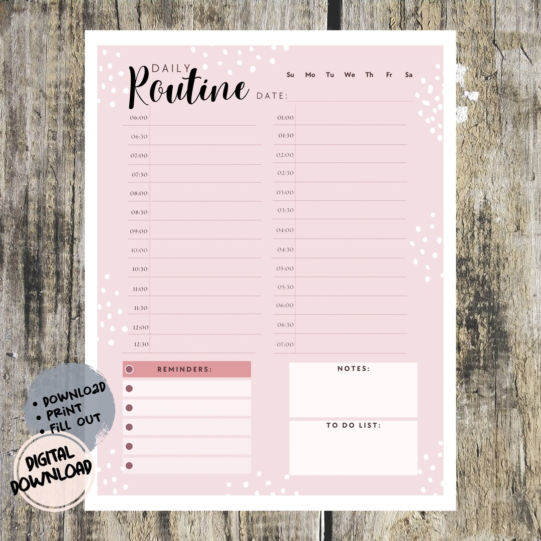 Daily Routine, Daily Planner, Printable Planner, Daily Schedule, Home ...