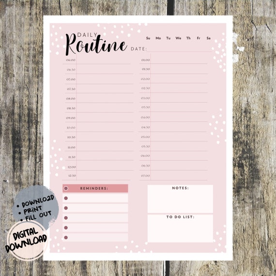 Daily Routine Daily Planner Printable Planner Daily - Etsy
