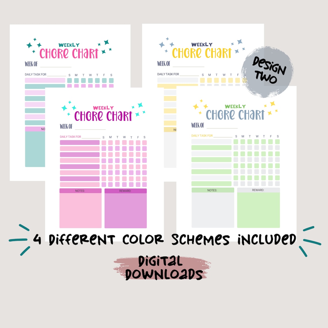 Kid's Chore Chart, Printable Chore Chart, School Chart, Daily Chore ...