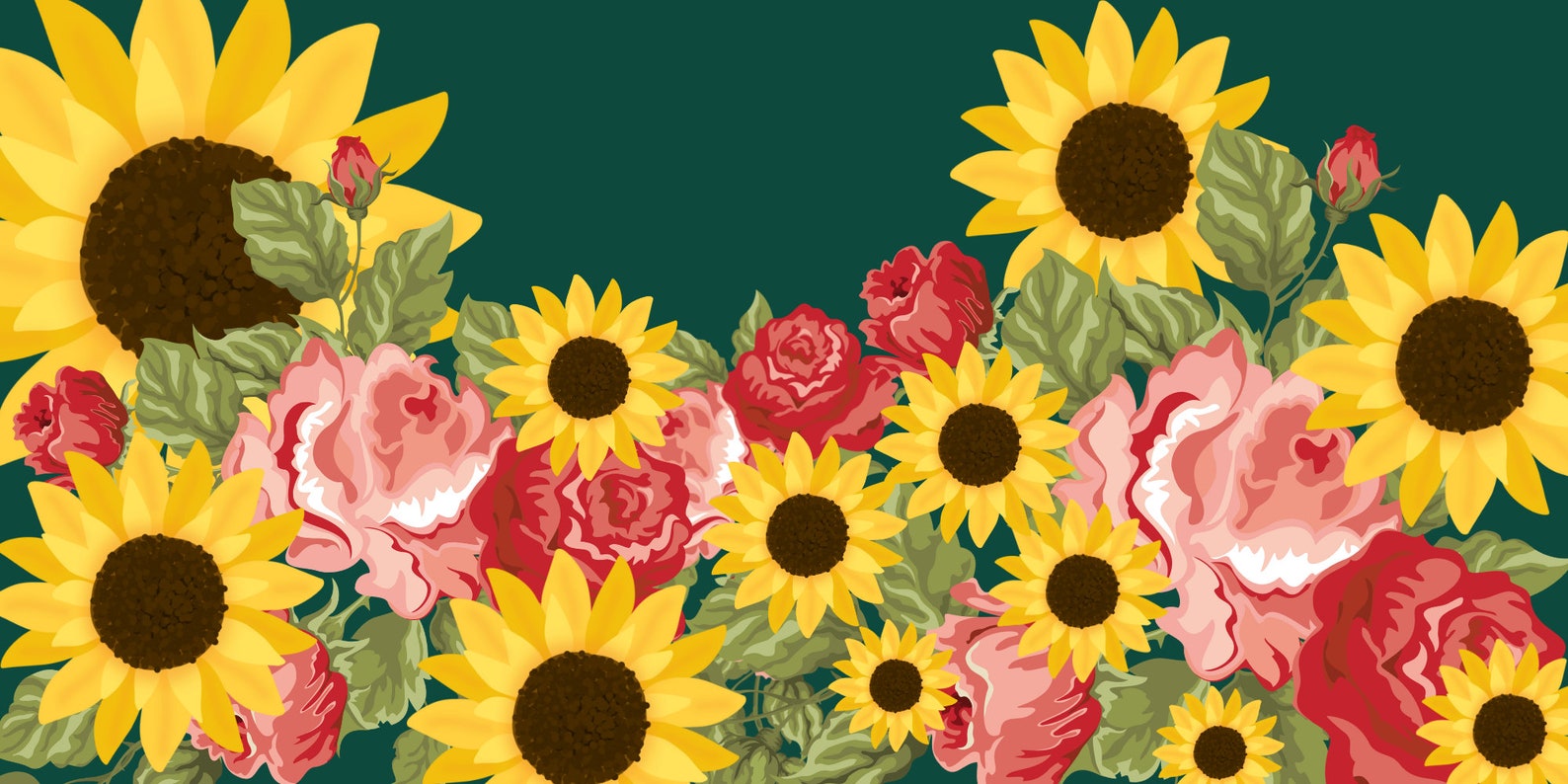 Sunflowers and Roses Pack of 5 Laptop Wallpapers - Etsy