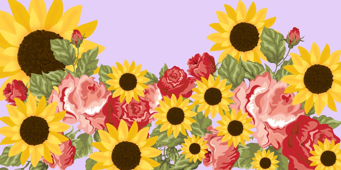 Sunflowers and Roses Pack of 5 Laptop Wallpapers - Etsy