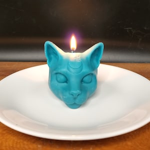 Cat Candle, Cat Head Candle, Cat Moon Candle, Witchy Decor, Altar ...