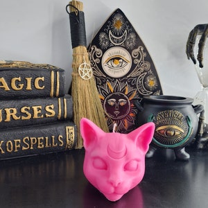 Cat Candle, Cat Head Candle, Cat Moon Candle, Witchy Decor, Altar ...