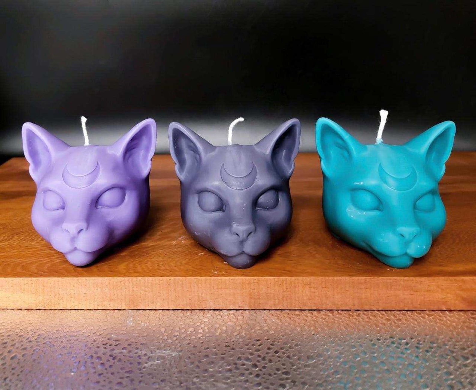 Cat Candle Cat Head Candle Cat Moon Candle Witchy Decor - Etsy