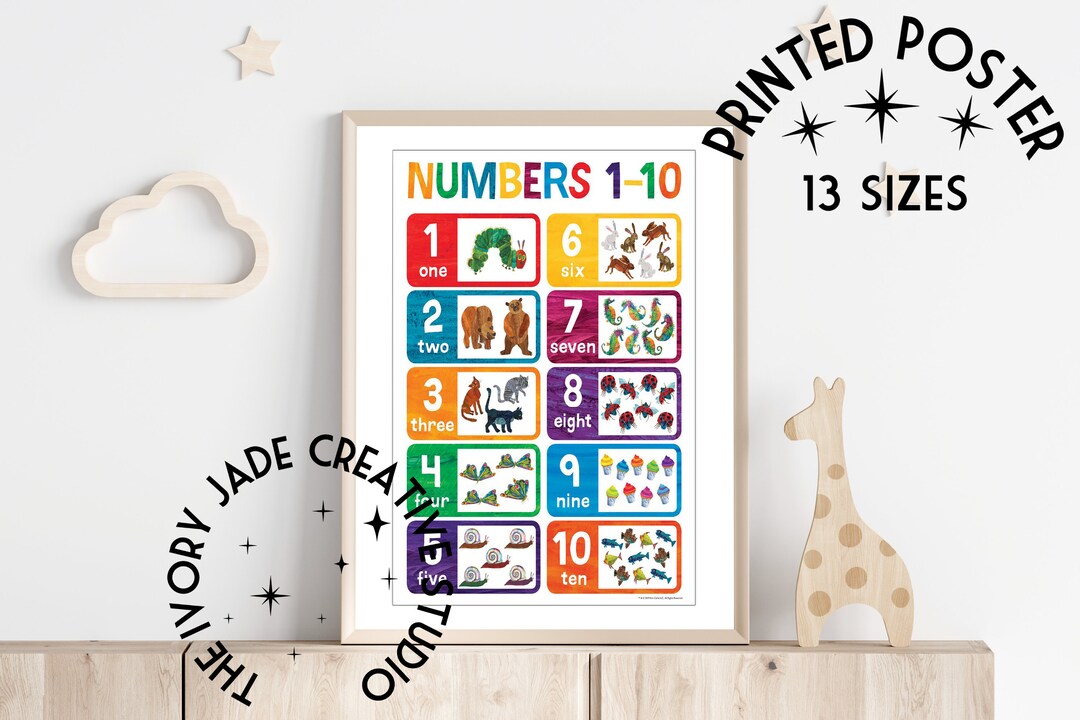 Eric Carle Numbers 1-10 Printed Poster Multiple Size Options in 3 ...