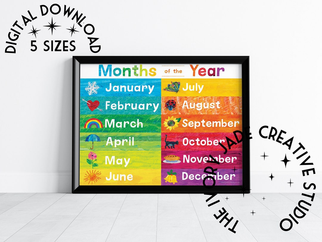 Eric Carle Months Of The Year Instant Digital Download Etsy Australia