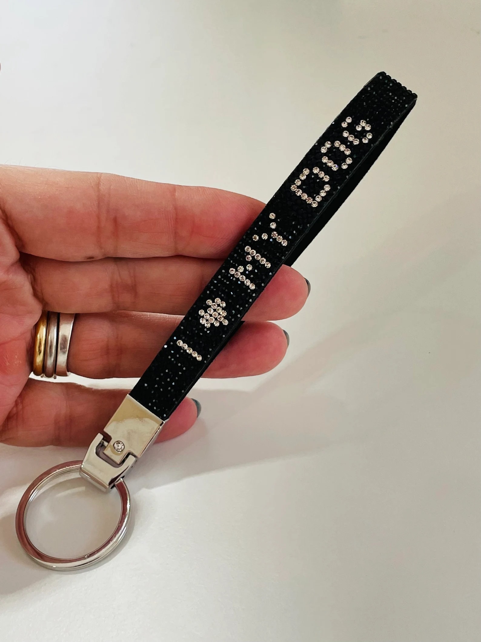 Rhinestone Car Keychain Metal Leather Black White Crystal Personalized ...