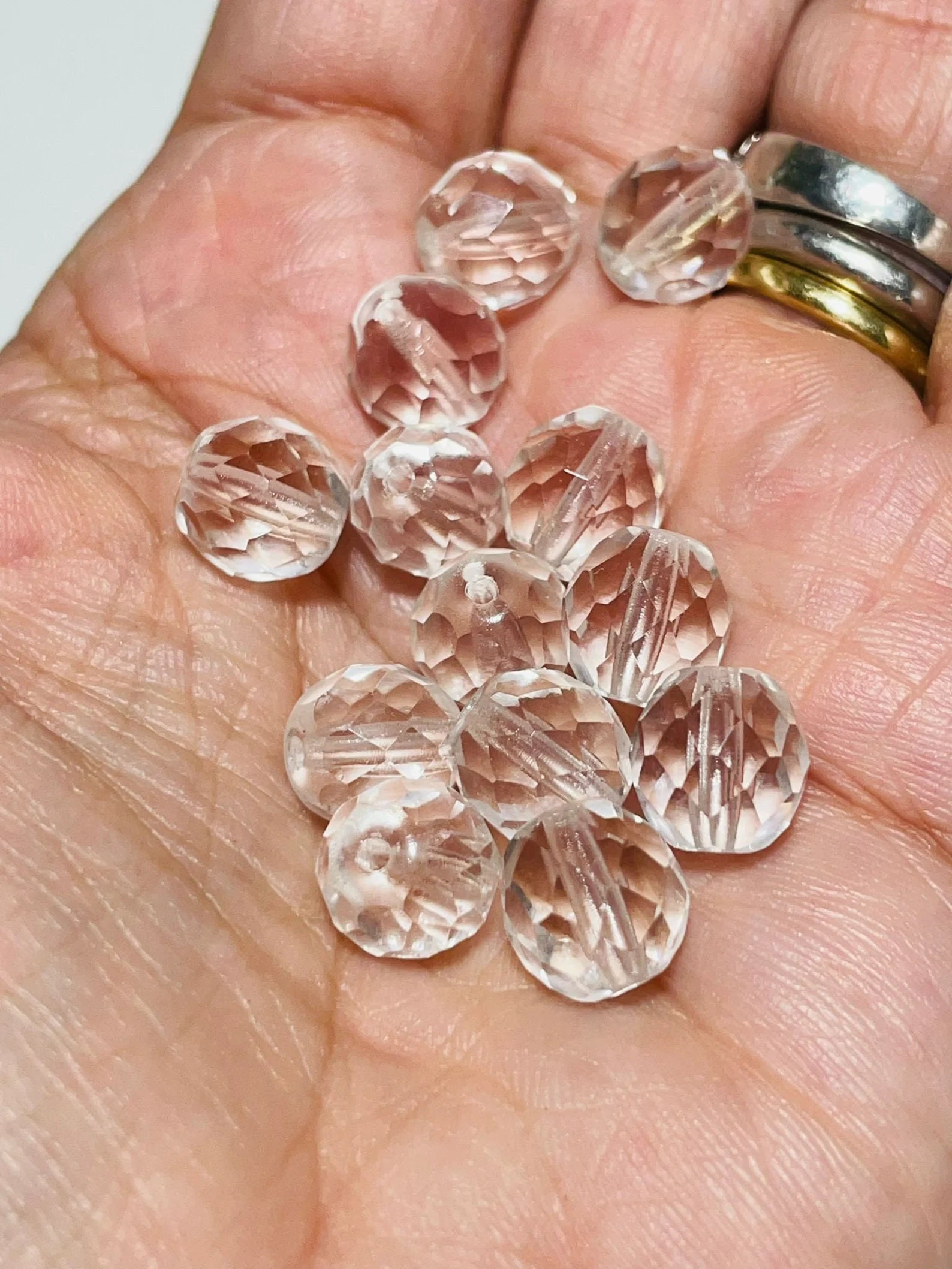 Crystal Faceted Round Clear Glass Beads 1 - 1.5 Mm Hole - Etsy