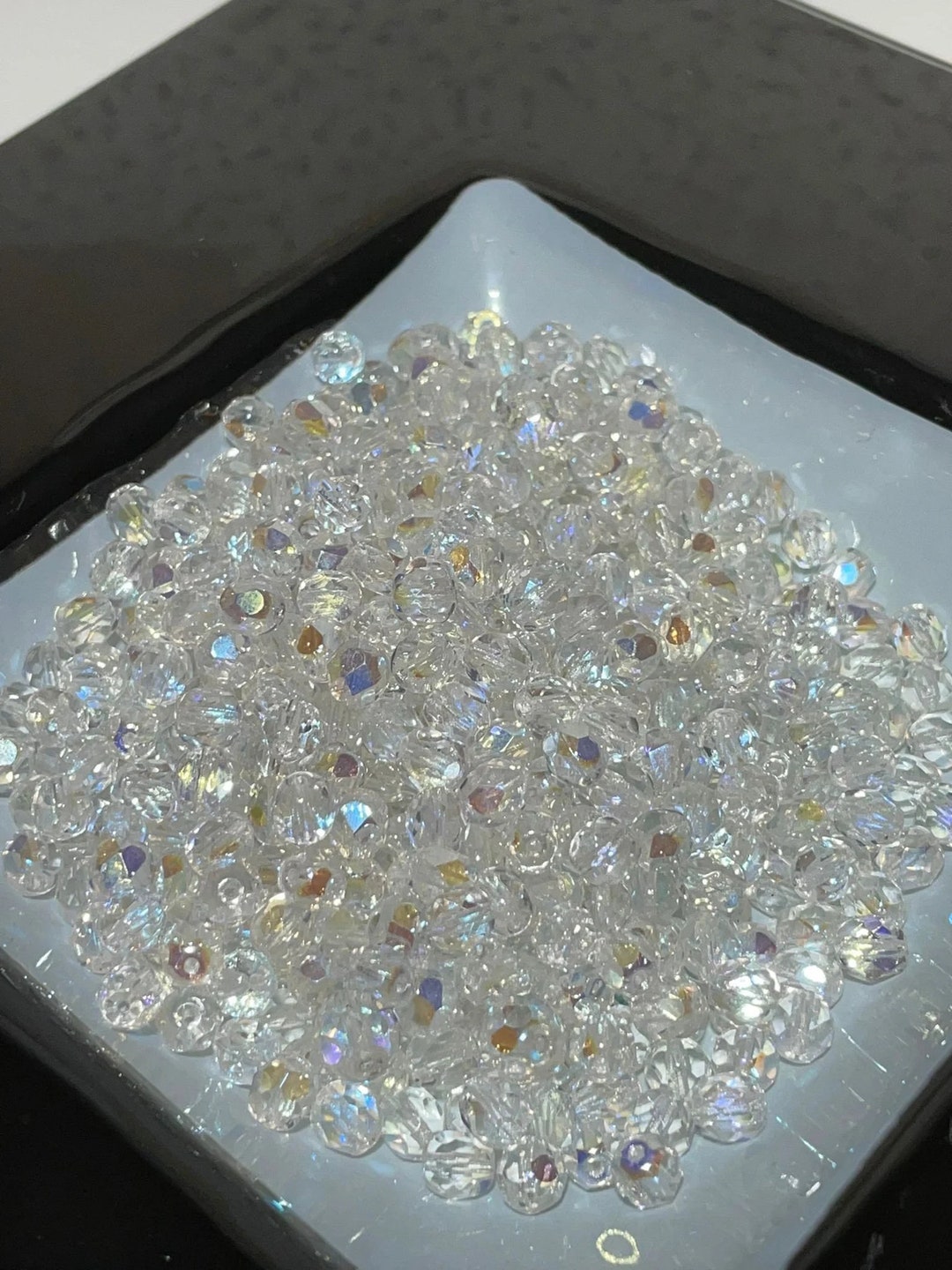 Crystal Faceted Round Clear Ab Glass Beads 1 Mm Hole - Etsy