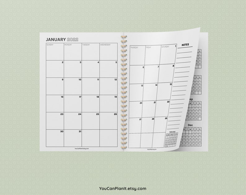 Monthly Planner Year 2022, Printable, Letter/half Letter/a4/a5 Sizes - Etsy